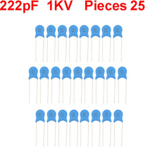 ELPH 5mm Radial Blue CERAMIC DISC CAPACITOR 222/2200pF 1KV pieces 25 ...