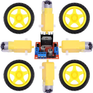 Vayuyaan L298N motor driver module with 4 pcs BO Motors and BO Wheels ...