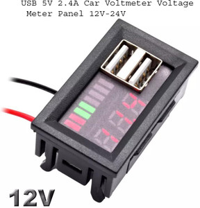 electrolight USB 5V 2.4A Car Voltage Meter Li-ion, Lead acid ,Lithium ...