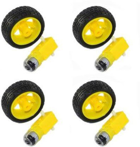 NIHAKA ELECTRONICS BO Motor Dual Shaft and Wheels Smart Car Robot Gear ...