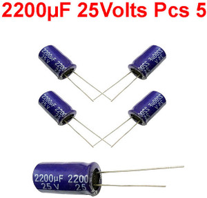 ELPH 5 Pcs 2200uf 25V Electrolytic Capacitor 2200 Micro Farad 25 Volt ...
