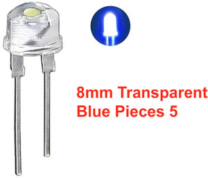 ELPH 8mm Super Bright LED | Transparent-BLUE | 3V DC | 2 Pin | Pack of ...