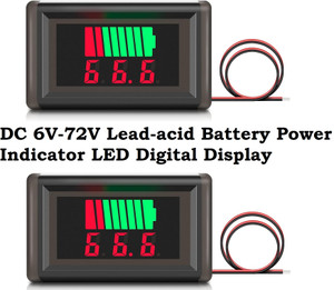 EASTRA PACK OF 2 LED Digital Voltmeter Tester (12V-72V) Battery ...