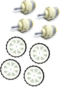 INVENTO 4pcs 6V - 12V 5 Kg-cm 60 rpm DC Metal Geared Motor with 110mm x ...