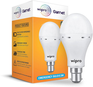 Wipro 8.5W Rechargeable LED (Pack of 1) with backup of 4 hrs Bulb ...
