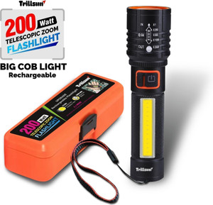 Trillsun Metal Body Zoomable torch with Big COB Light Rechargeable 1 ...