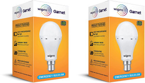 Wipro 8.5W Rechargeable LED (Pack of 2) with backup of 4 hrs Bulb ...
