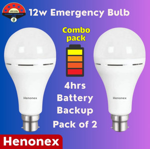 Henonex 12W Rechargeable LED Bulb with Energy Saver|Pck of 2 4 hrs Bulb ...