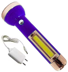 Crystal Ultra LED Torch Light and 1 COB Side Flashlight with Charger ...