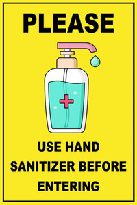 VAAIMAI Please Use Hand Sanitizer Sticker, 8X12 INCH, Yellow, Eco ...
