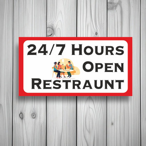 komstec 24x7 Open Restaurant Sign Board Sun Board For Shop, Mall ...