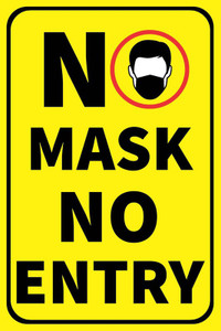 VAAIMAI No Mask No Entry Sticker, 8X12 INCH, Yellow, Heat Protected ...