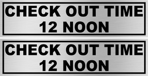 voorkoms Check Out Time 12 Noon Sign Board For Shop, Mall Sunboard 8x2 ...
