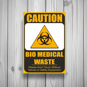 komstec Caution Bio Medical Waste Sign Board Sun Board For Medical 8x5 ...