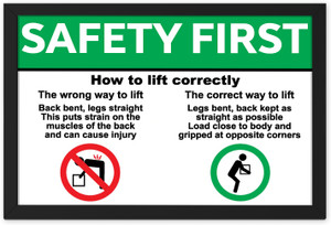 Ritwika's Safety First- How to Lift Correctly Emergency Sign Price in ...