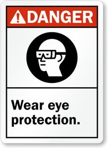 RLDigitalUnits DANGER WEAR EYE PROTECTION SIGN BOARD Emergency Sign ...