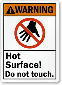 RLDigitalUnits WARNING Hot Surface do not Touch sign board Emergency ...