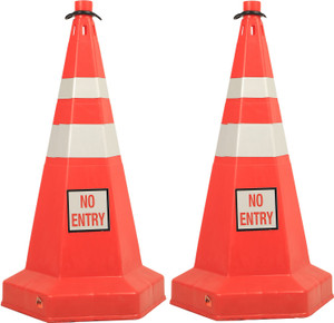 Ladwa Nilkamal Road Traffic Safety Cone with No Entry Sign (Reflective ...