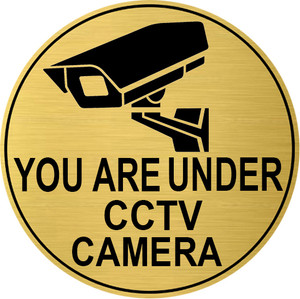 Klowage YOU ARE UNDER CCTV CAMERA Self-Adhesive Golden Black Acrylic ...