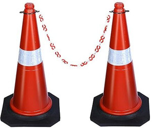 SH Plastics Safety Cones 2 Cones with 2 Meters S Hook Safety Chain and ...