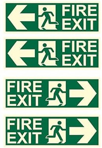 Being Safe Fire Exit Left/Right Arrow Night Glow Signboard On PVC ...