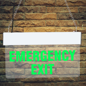 Bluebeems Green LED Light Sign Board - EMERGENCY EXIT I Hanging Boards ...