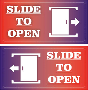 GOODPRINTZONE Slide To Open Door Sticker Multicolor Size 4X8 Inch Pack ...