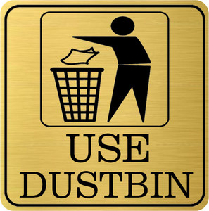Klowage Use Dustbin High Grate Silver Colour Acrylic Sign Board ...