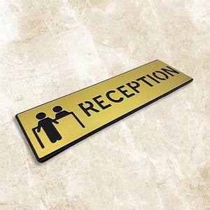 Feeling Well Brush Gold Finish RECEPTION Acrylic Door Sign 10X3 inch ...