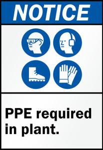 RLDigitalUnits NOTICE PPE REQUIRED IN PLANT SIGN BOARD Emergency Sign ...