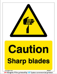 SUNSIGNS Sun-Signs - Caution Sharp Blades Signages, Size 400X600MM ...