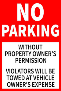VAAIMAI No Parking Without Owner's Permission Sticker, 8X12INCH, Red ...