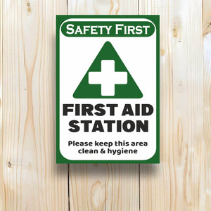 voorkoms Safety First AID Station Sign Board Sun Board For Hospitals ...