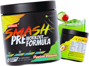 SUPERLITE Smash Pre Workout (Tropical Heaven) | 0 Sugar 0 Carbs | Max ...