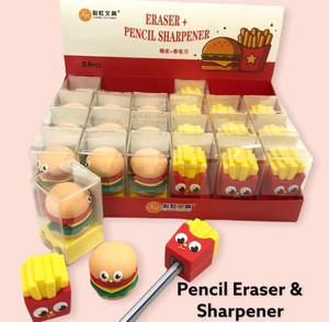 Flipkart.com | Tiny smurfee Burger & French fries eraser and sharpner ...