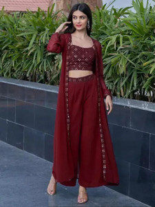 Rebikatrendz Women Ethnic Top Palazzo Ethnic Jacket Set - Buy ...