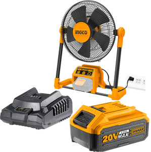 INGCO Lithium-ion Fan With 4.0ah Battery and Charger 25 cm Exhaust Fan ...