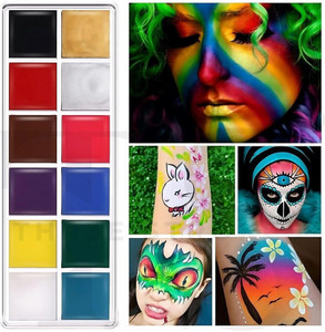 THR3E STROKES Face Paint Makeup Palette Professional 12 Colors Body ...
