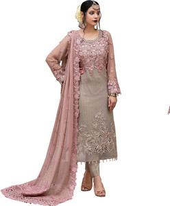 WOOL FOOL CREATION Georgette Embroidered Salwar Suit Material Price in ...