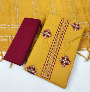 Ishika Creation Cotton Blend Floral Print Kurta & Churidar Material ...