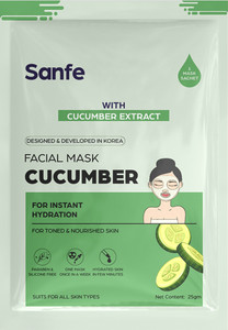 Sanfe Instant Hydration Cucumber Facial Mask 100% fruit extracts Korean ...