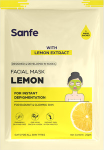 Sanfe Instant Depigmentation Lemon Facial Mask 100% fruit extracts ...