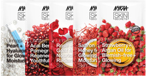 NYKAA Pearl Acai berry Rose Saffron Strawberry pack of 5 sheet mask ...