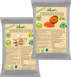 Herboness Multani Mitti and Masoor Dal (Red Lentils) Powder For Face ...