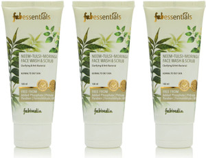 fabessentials Neem Tulsi Moringa & Scrub - 100 ml x Pack of 3 Face Wash ...