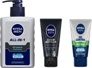 NIVEA All In One Oil Control Pump 150 ML , Deep Impact 50 ML & Oil ...