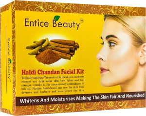 Entice Haldi Chandan Facial Kit contains Cleanser, Scrub, Cream, Gel ...