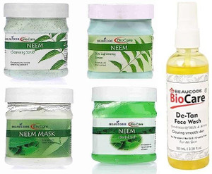 BEAUCODE BioCare Neem Facial Kit 250gm Each with De-Tan Face Wash 100ml ...