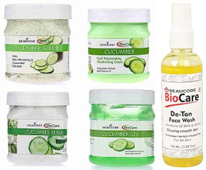 BEAUCODE BioCare Cucumber Facial Kit 250gm Each with De-Tan Face Wash ...