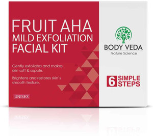 BODY VEDA Fruit AHA Mild Exfoliation Facial Kit | 6 Simple Steps | For ...